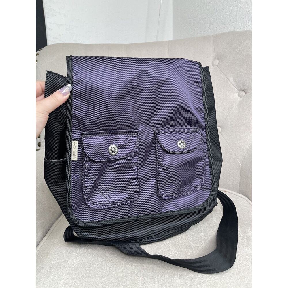 Columbia Vintage Metallic Purple Black Messenger Bag … - Gem
